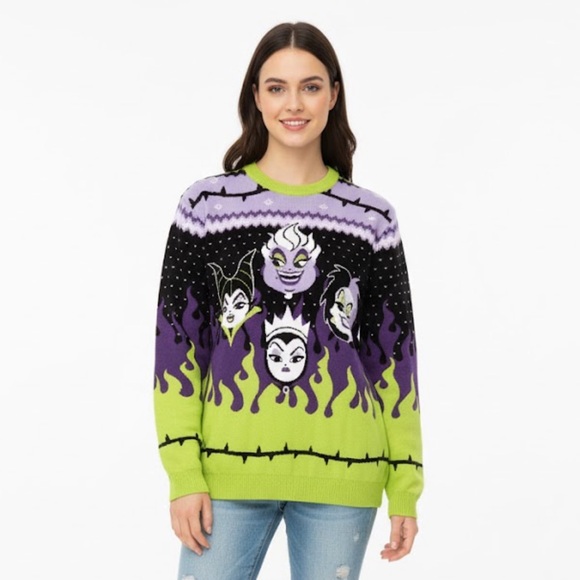 Disney | Sweaters | Disney Villains Holiday Sweater Boxlunch Exclusive ...